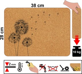 PokojovaDekorace.cz, Korkové prostírání s potiskem - 510, kytky, 38x28 cm, 1 ks