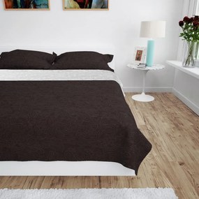 Oboustranný prošívaný přehoz na postel 220x240 cm hnědo-krémový 132963