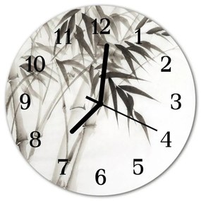 Nástěnné hodiny obrazové na skle - Bambus šedý