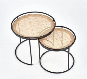 Odkládací stolek Mona přírodní ratan / černý