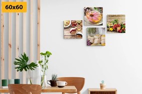 Set obrazů jemné zátiší do kuchyně - 4x 60x60 cm