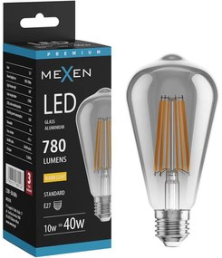 Mexen Vintis LED žárovka vlákno E27, ST64, 10W, Teplá - 2700K, 780 lm, kouřová - L152-E27-1027-70