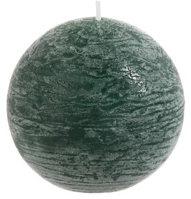 Tmavě zelená kulatá svíčka M - 7,5*7,5*7,5 cm
