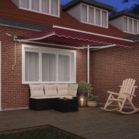 Automatická zatahovací markýza s LED burgundská 300 x 250 cm 3214971