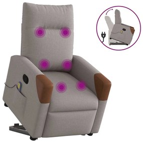 Zvedací masážní polohovací křeslo taupe textil 3324019
