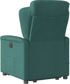 Zvedací masážní polohovací křeslo tmavě zelené textil 3303150