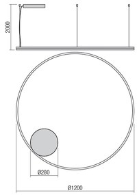 Redo 01-1716 závěsné LED stmívatelné svítidlo Orbit pískově bílá, 76W, 3000K, ø120cm