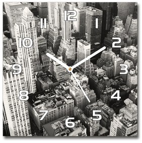 Wallmuralia Skleněné hodiny čtverec New York ptačí pohled 30x30 cm