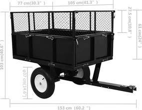 vidaXL Sklápěcí přívěsný vozík pro zahradní sekačku nosnost 300 kg [145813]