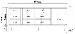 Designový TV stolek Aaralyn II 160 cm borovice atlantská