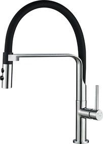 Kuchinox Siluetto, vysoká dřezová baterie s elastickým ramenem, chromová-černá matná, LAV-BQU_778D