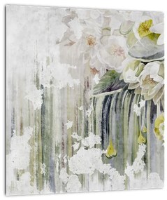 Obraz - Bílé květy, vintage (30x30 cm)