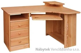 dřevěný psací stůl PC stolek rohový z masivního dřeva drewfilip 1