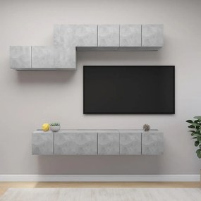 7dílný set TV skříněk betonově šedý kompozitní dřevo 3079149