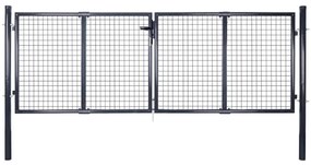 Zahradní plotová branka z pozinkované oceli - šedá | 289x100 cm