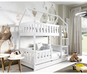 Patrová dětská postel ZUZIA | 80x160 cm 2x | s rošty | bílá | UNI PROVEDENÍ
