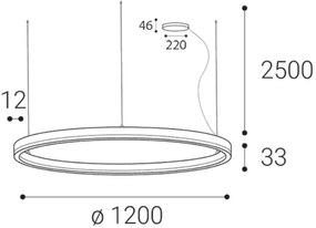 Led2 Závěsné LED svítidlo CIRCLE P-Z ø 120 cm, 3000/4000K Barva: Černá, Stmívání: RF control