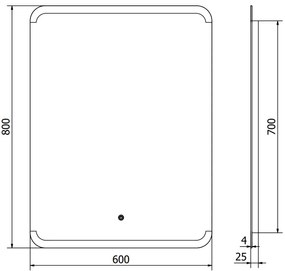 Mexen Nida, LED koupelnové zrcadlo s podsvícením 60x80 cm, 6000K, ochrana proti zamlžování, 9806-060-080-611-00
