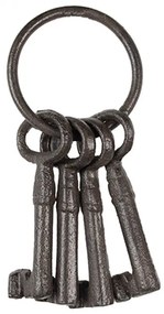 Hnědá litinová dekorace svazek staré klíče - 6*3*13 cm