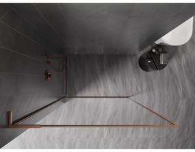 Mexen, Mexen Kioto-XF L sprchová stěna s rámem 90 x 202 cm, průhledná 10 mm, broušená měď - 800-090-174-65-00-XF