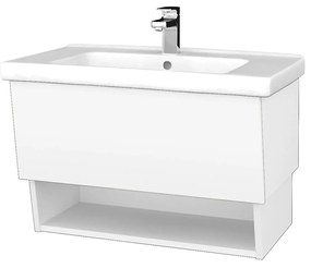 Dřevojas Koupelnová skříň INVENCE SZZO 80 (umyvadlo Harmonia) Varianta: L01 Bílá vysoký lesk / D16 Beton tmavý