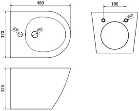 Mexen Lena, závěsný bidet 480x370x325 mm, bílá - zlatý okraj, 35224805