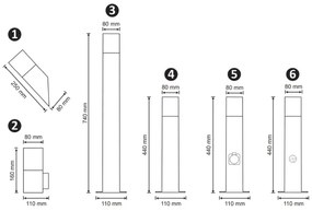 Venkovní lampa se zásuvkou NEW YORK 1xE27/12W/230V IP44