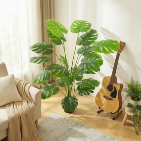 HOMCOM umělá rostlina, umělý strom Monstera Deliciosa s květináčem včetně výšky 150 cm pro vnitřní prostory, zelená