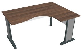 Stůl ergo vlna levý 160×120/80 cm - Hobis Cross CE 2005 L Dekor stolové desky: ořech, Dekor lamino podnože: bílá, Barva nohou: černá
