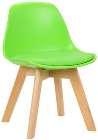 Dětská židle Lindi ~ plast, dřevěné nohy natura Barva  Zelená