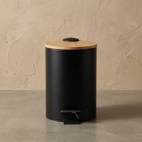 Odpadkový koš do koupelny s bambusem ZETRU, 3 l, černý