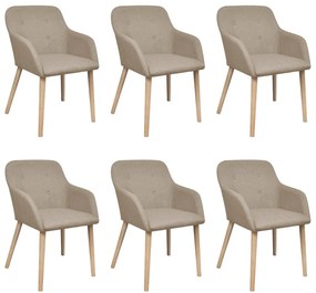 Jídelní židle 6 ks béžové textil a masivní dubové dřevo 270571