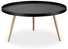 Černý konferenční stolek s nohami z bukového dřeva Furnhouse Opus, Ø 90 cm