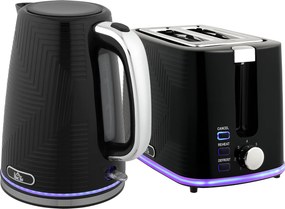 HOMCOM Sada konvice a toustovače, 2200 W, termostat vydry, dvouštěrbinový toustovač, 7 stupňů opečení, zásuvka na drobky, černá