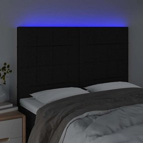 Čelo postele s LED černé 144x5x118/128 cm textil 3122424