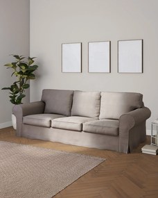 Potah na pohovku IKEA  Ektorp 3-místná, rozkládací STARÝ MODEL PIXBO barva béžová látka pletený vzor