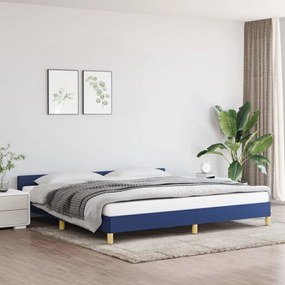 Rám postele s čelem modrý 200 x 200 cm textil,  347445
