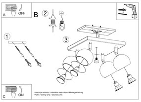 Stropní svítidlo Oculare, 4x bílé kovové stínítko, (možnost polohování)