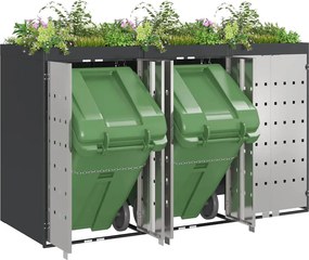 Úložný box na 3 popelnice Nerezová ocel Antracit 3394784