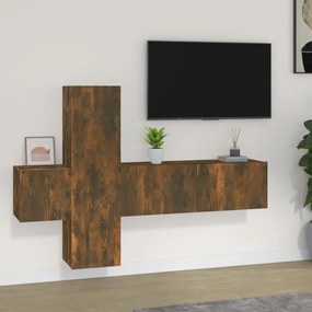 3dílný set TV skříněk kouřový dub kompozitní dřevo