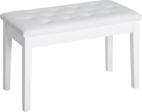 HOMCOM klavírní stolička ve venkovském stylu Klavírní lavice s úložným prostorem z kaučukového dřeva a imitace kůže, bílá, 76 x 36 x 50 cm pro milovn…