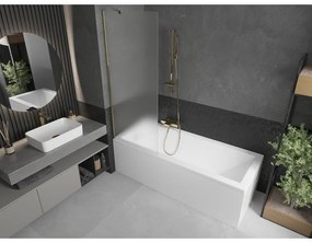 Mexen Next, vanová zástěna 1-křídlová 70 x 150 cm, fixní křídlo, 6 mm námraza sklo, zlatý profil, 895-070-000-00-30-50