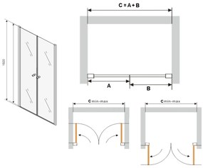 Sprchové dveře MEXEN PRETORIA DUO 115 až 195 cm