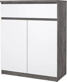 Komoda Simplicitous 234 80 cm beton/bílá lesk