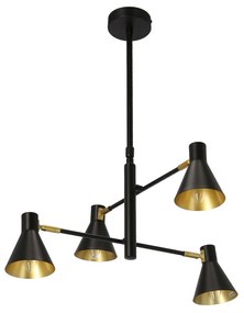Černo-zlatý závěsný lustr Less pro žárovku 4x E14  - Candellux