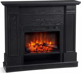 HOMCOM volně stojící/zabudovatelný elektrický krb s rámem a policí pro TV 140 cm, 1800 W, 3D plamenový efekt, časovač, černý
