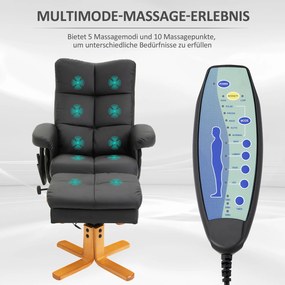 HOMCOM Relaxační křeslo Masážní křeslo s podnožkou a úložným prostorem 145° náklon Televizní křeslo s masážní funkcí Polyester Černá 80 x 86 x 99 cm …
