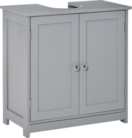 Koupelnová skříňka Kleankin pod umyvadlo - Skříňka pod umyvadlo - Skříň s 2 dveřmi a policí - Rozměry 60D x 30Š x 60V cm - Šedé dřevo