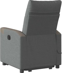 Zvedací masážní polohovací křeslo tmavě šedé textil 3324096