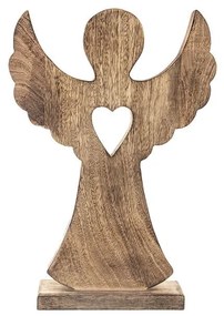 Dřevěný anděl MANGO SRDCE, 36,5 cm